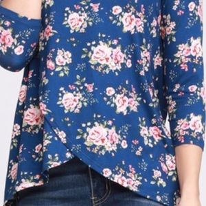 Shop Chic Missy | Tops | Nwt Navy Floral Wrap Top S L Xl | Poshmark